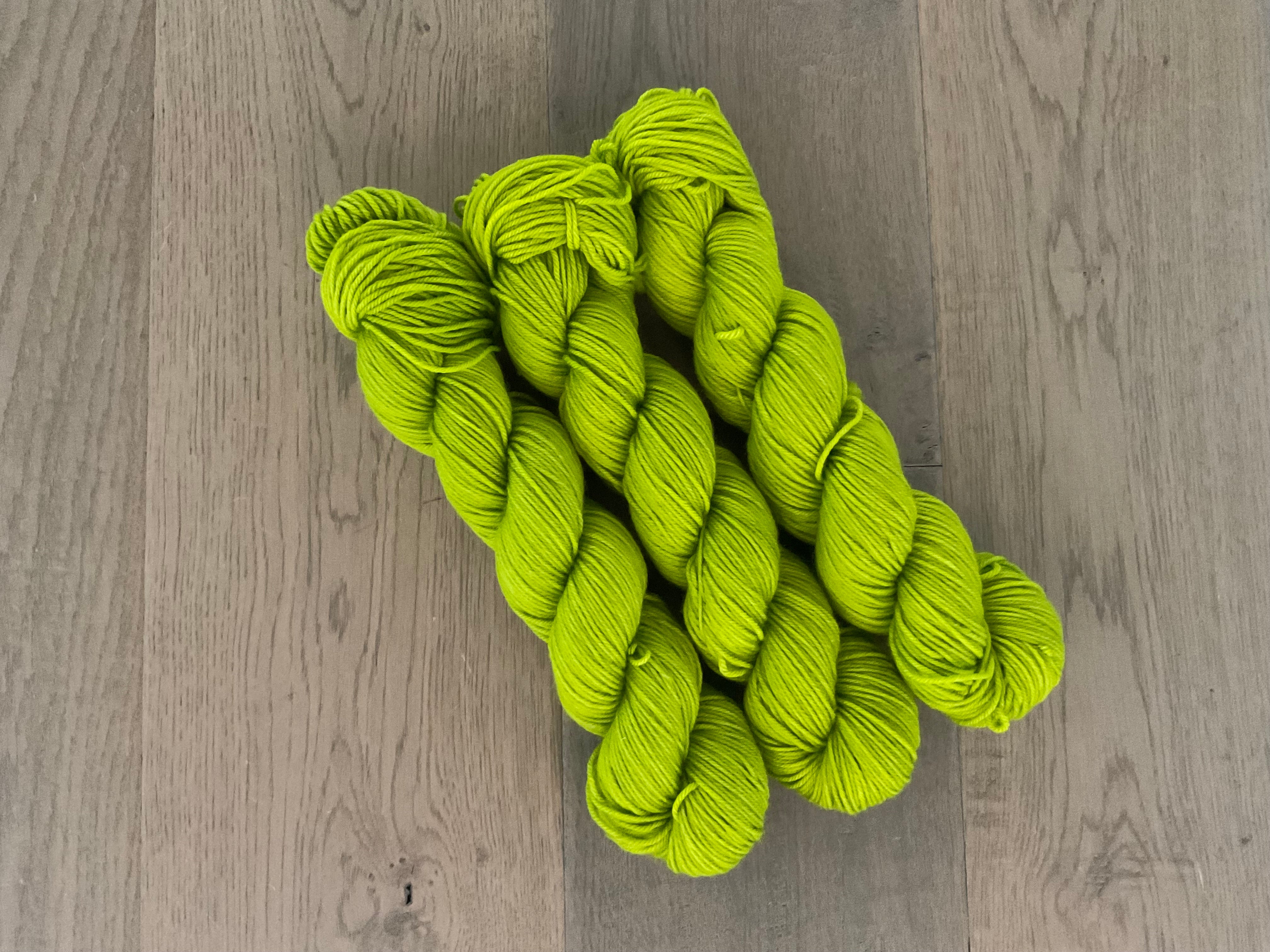 DK Chartreuse Skein – Polka Dot Creek Yarn